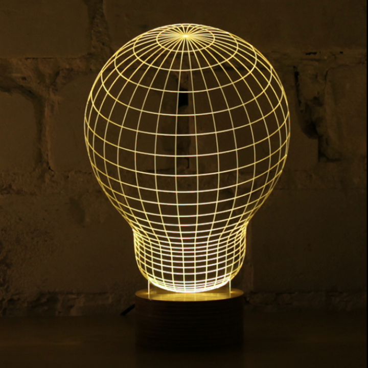 BULB Optical Illusion 2D To 3D Table Lamp – Studio Cheha
