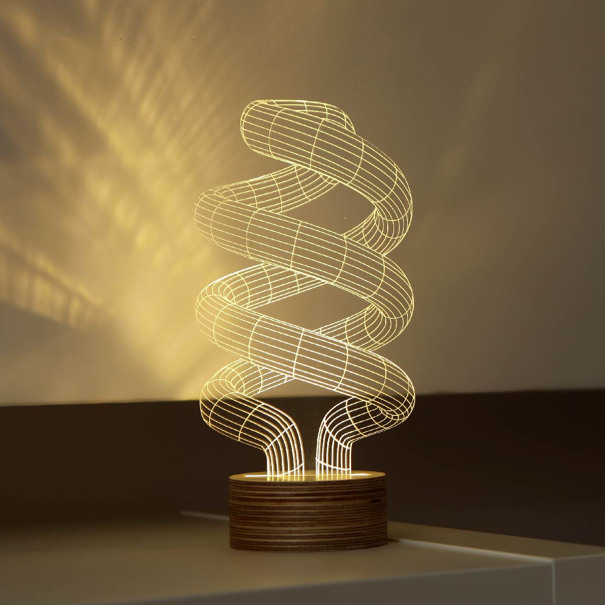 SPIRAL BULBING Optical Illusion 2D To 3D Table Lamp, Eco Friendly LED ...