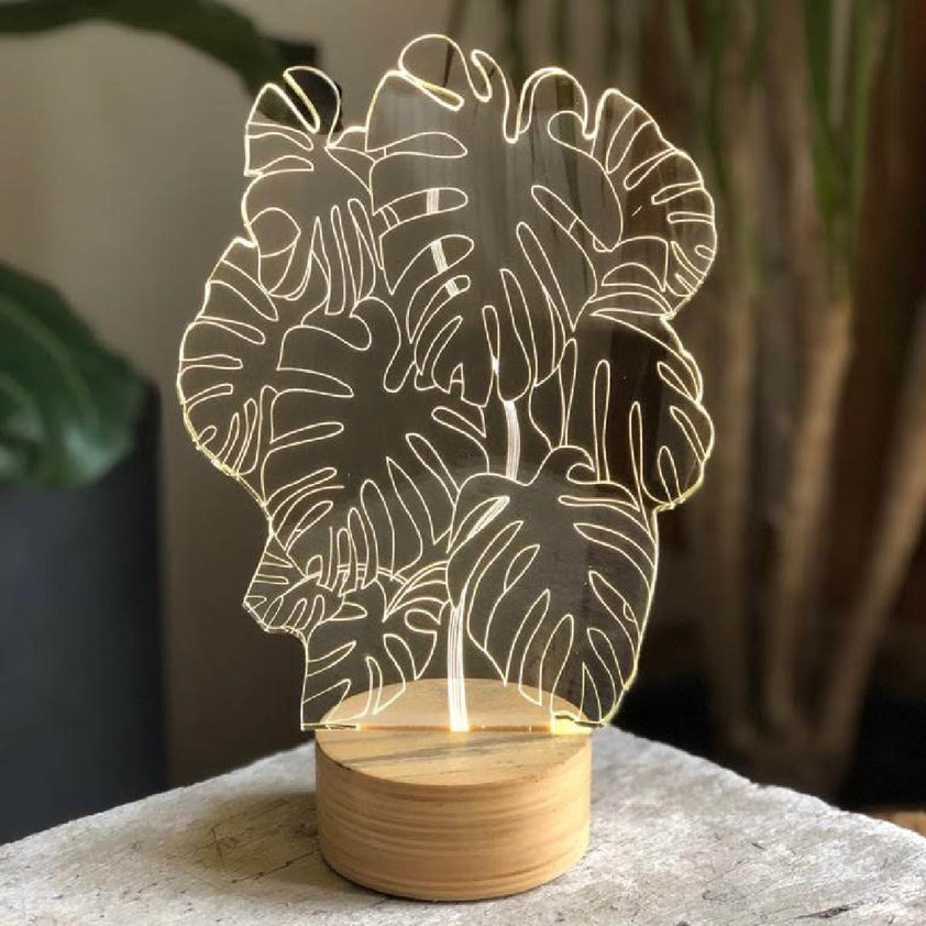 MONSTERA BULBING Optical Illusion 2D To 3D Table Lamp Eco Friendly LED ...